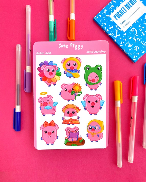 Cute Piggy Sticker Sheet Pig With Clothes and Cute - Etsy