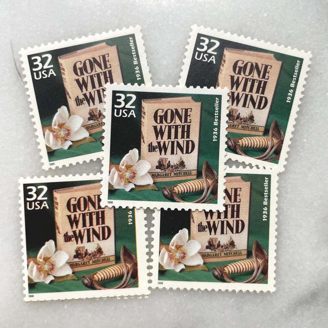 5x Vintage Unused Gone With the Wind Stamps / Green Floral USPS Postage ...