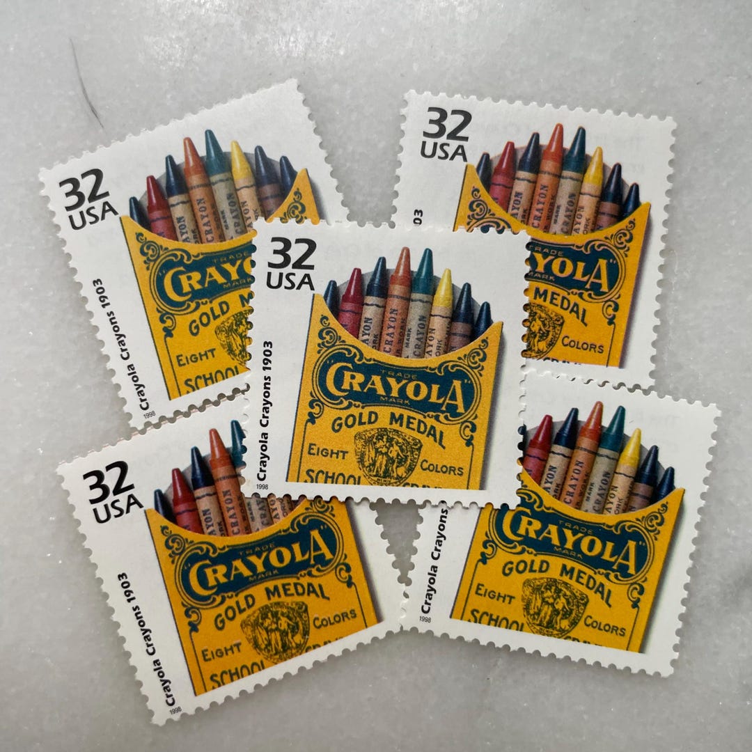 5x Vintage Unused Crayola Crayon Stamps / Baby Shower USPS Postage / 32 ...