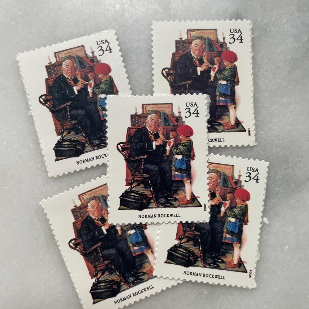 5x Vintage Unused Toy Doctor Stamps / Norman Rockwell Illustration USPS ...