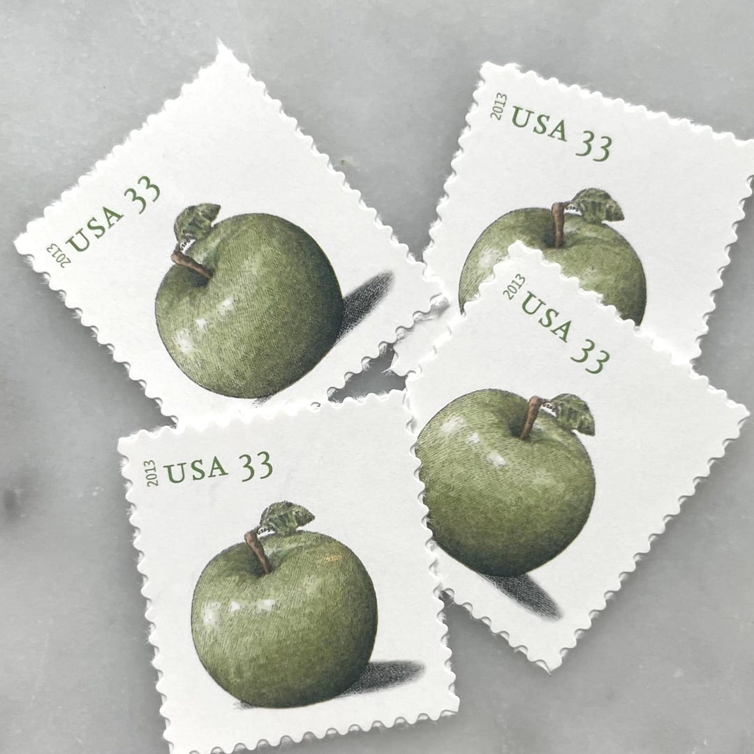 Vintage Unused Green Apple Stamps / Apple USPS Postage / 33 Cents US - Etsy