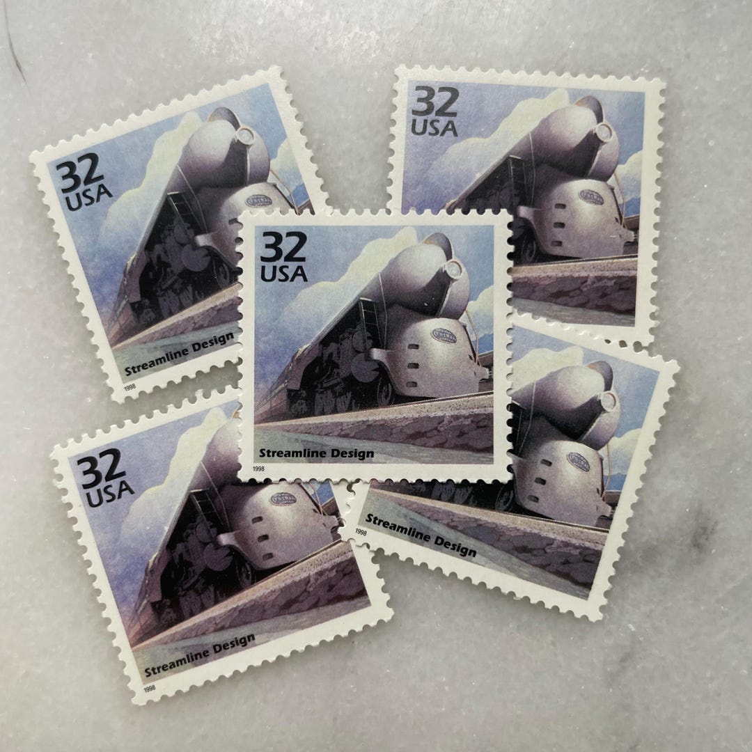10x Vintage Unused Train Stamps / Transportation USPS Postage / 32 ...
