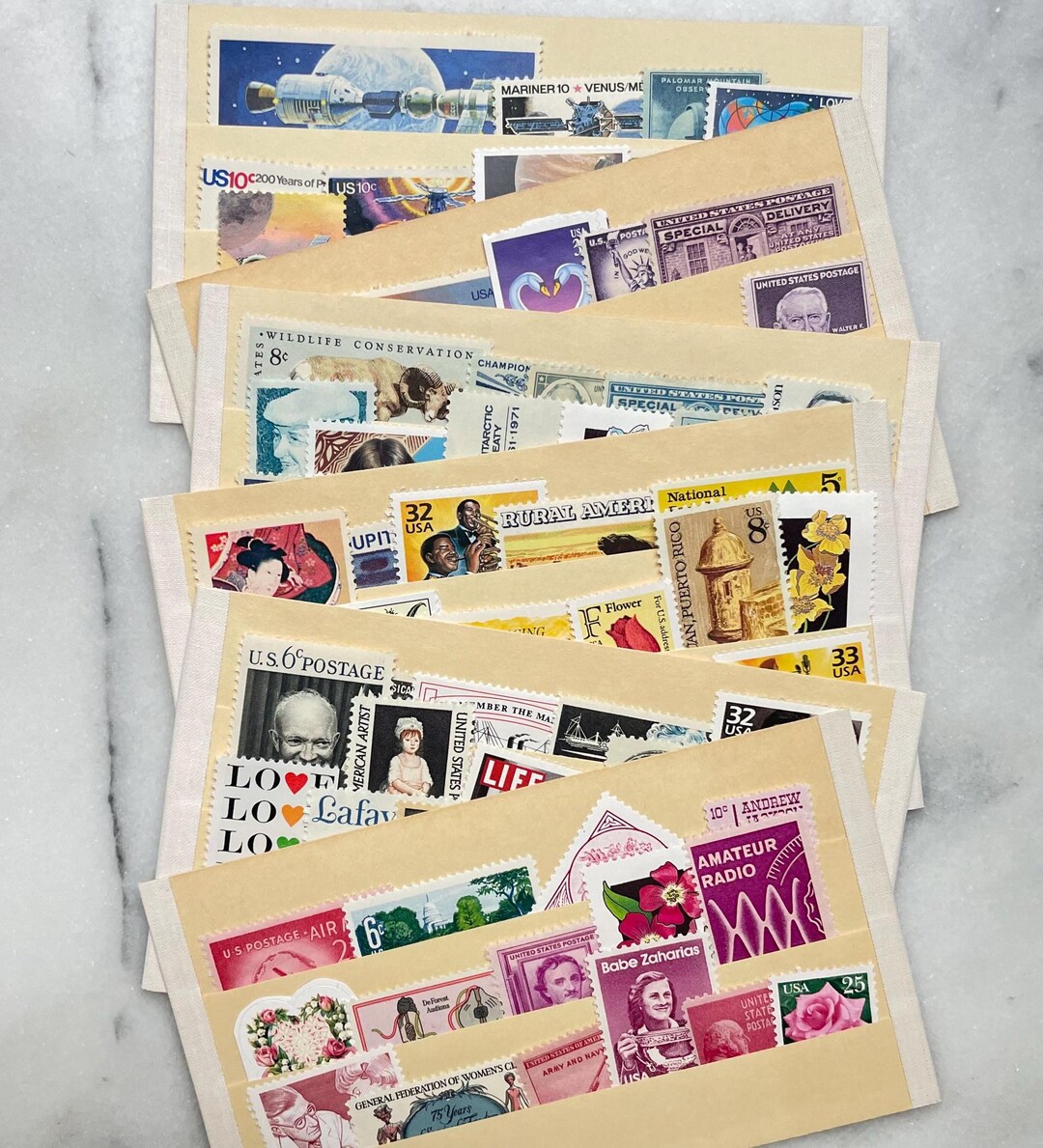 Set of Curated Vintage Postage Stamps / Assortment of Denominations - Etsy