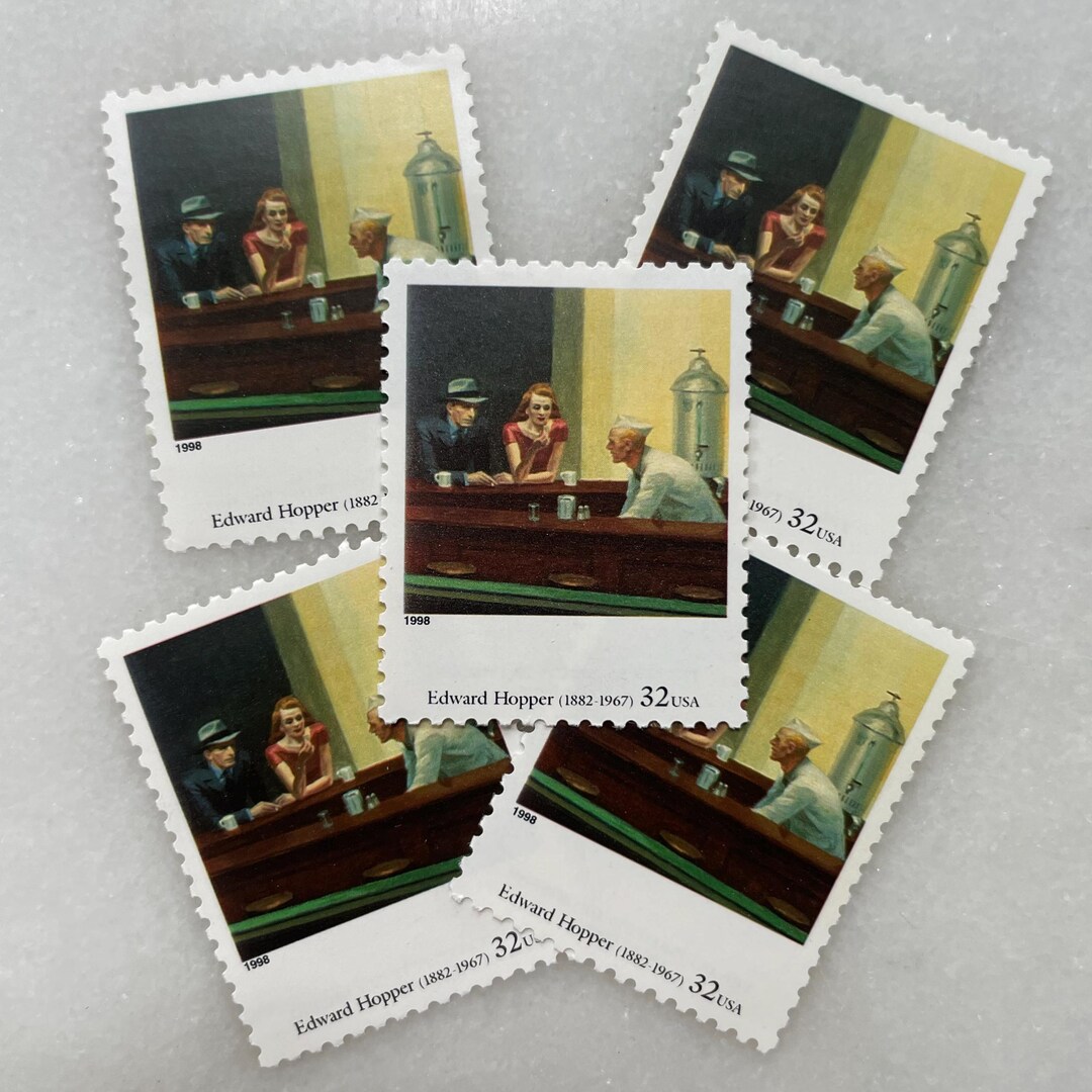 5x Vintage Unused Edward Hopper Stamps / Nighthawks Painting USPS ...