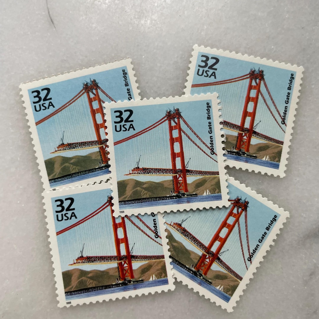 5x Vintage Unused Golden Gate Bridge Stamps / San Francisco, California ...