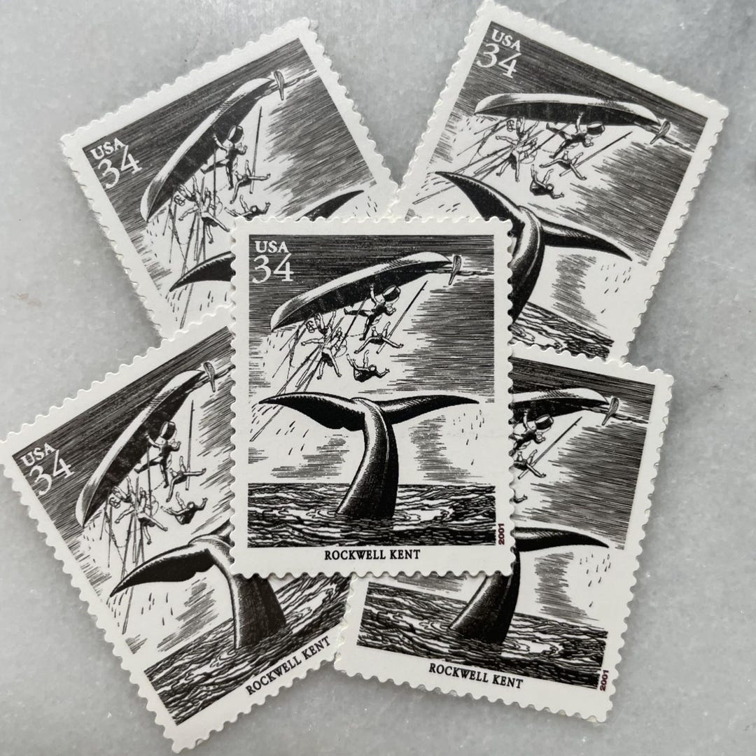 Vintage Unused Moby Dick Stamps / Black and White USPS Postage / 34 ...