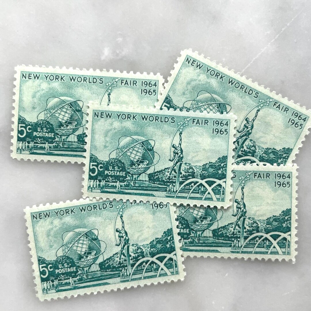 Vintage Unused NY World's Fair Stamps / Green USPS Postage / 5 Cents US ...