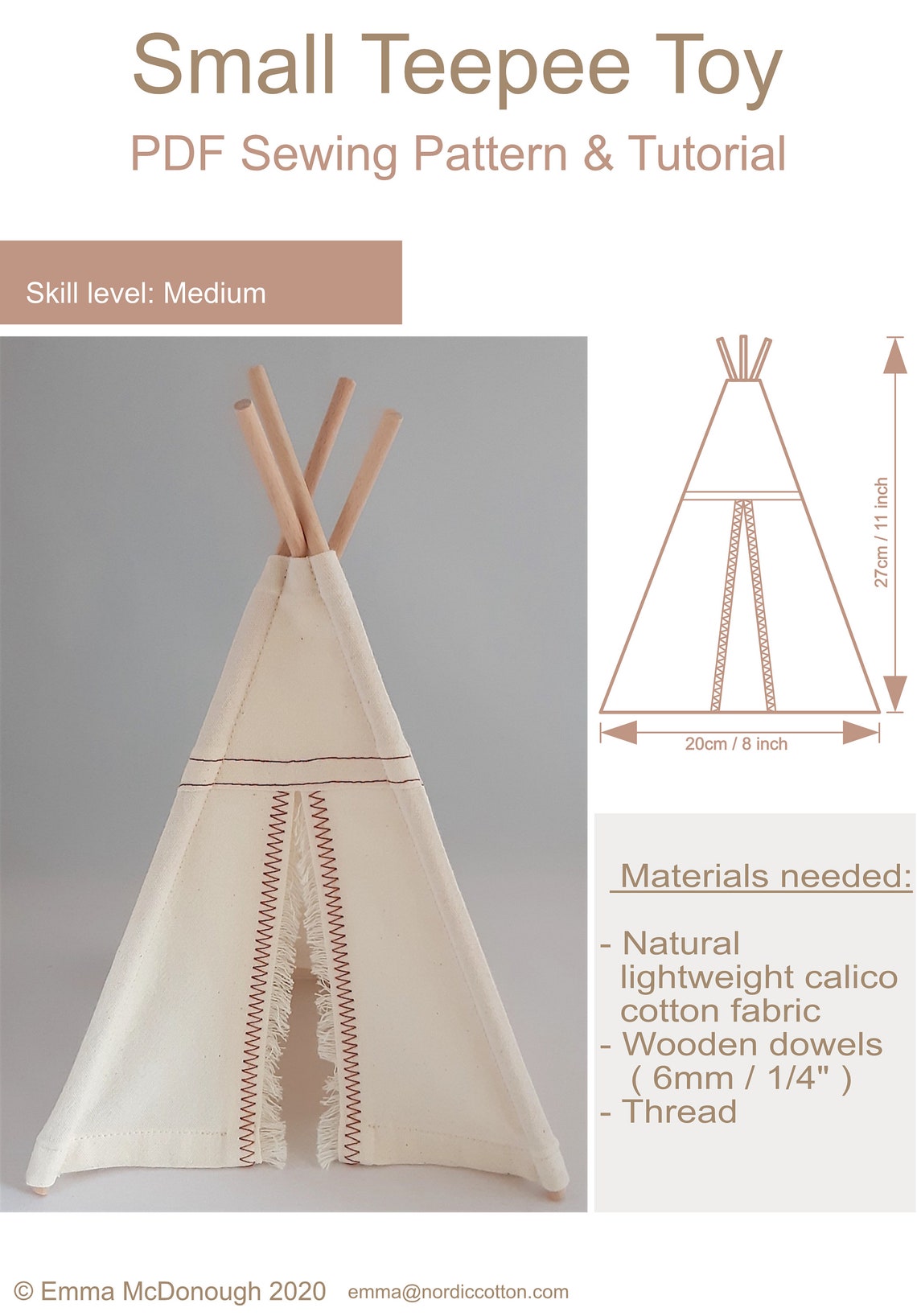 Teepee Toy Pattern, PDF Pattern & Tutorial, Softie, Sewing Pattern ...
