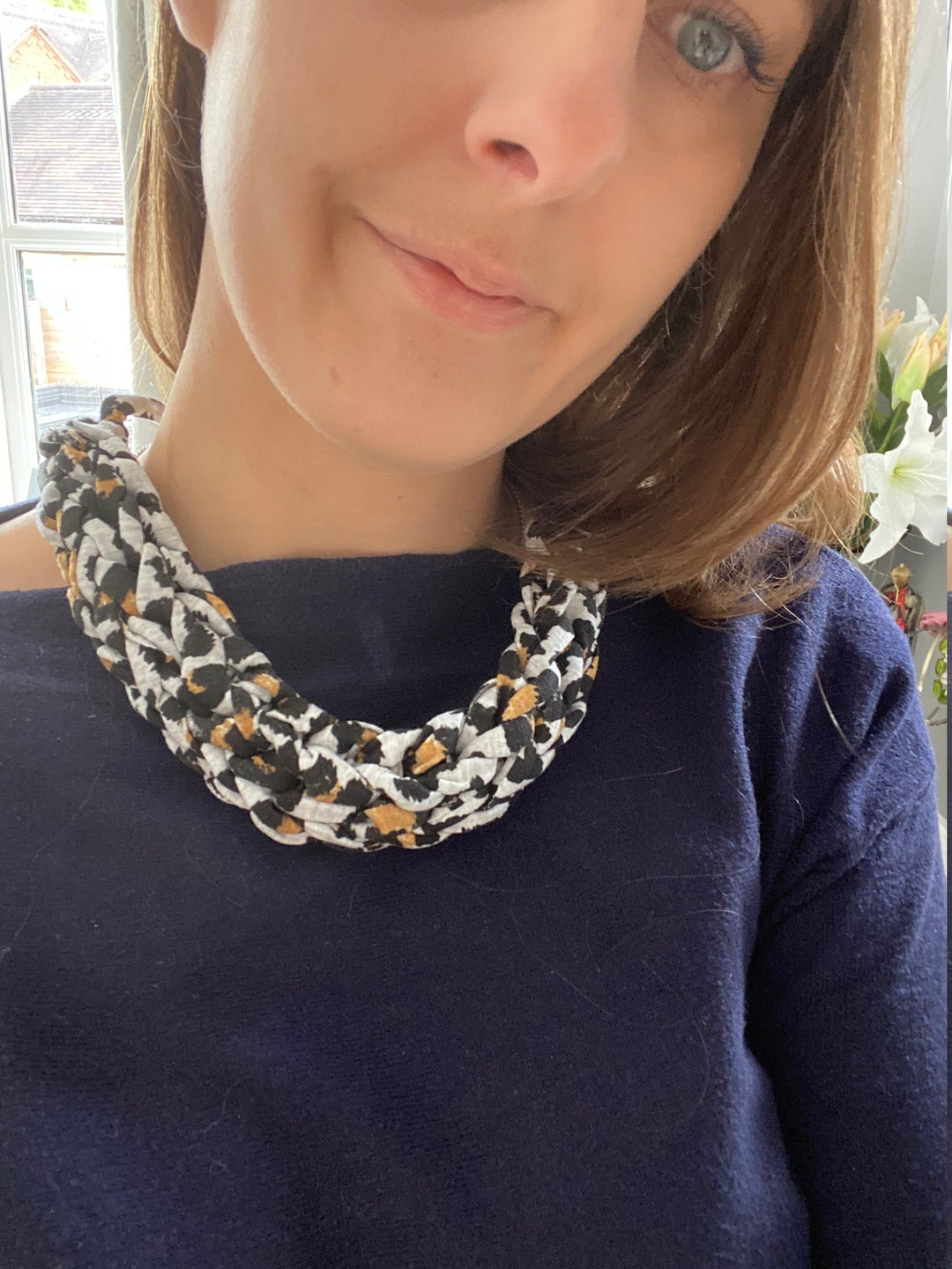 Leopard Print T-shirt Yarn Necklace Grey Leopard T-shirt Yarn - Etsy