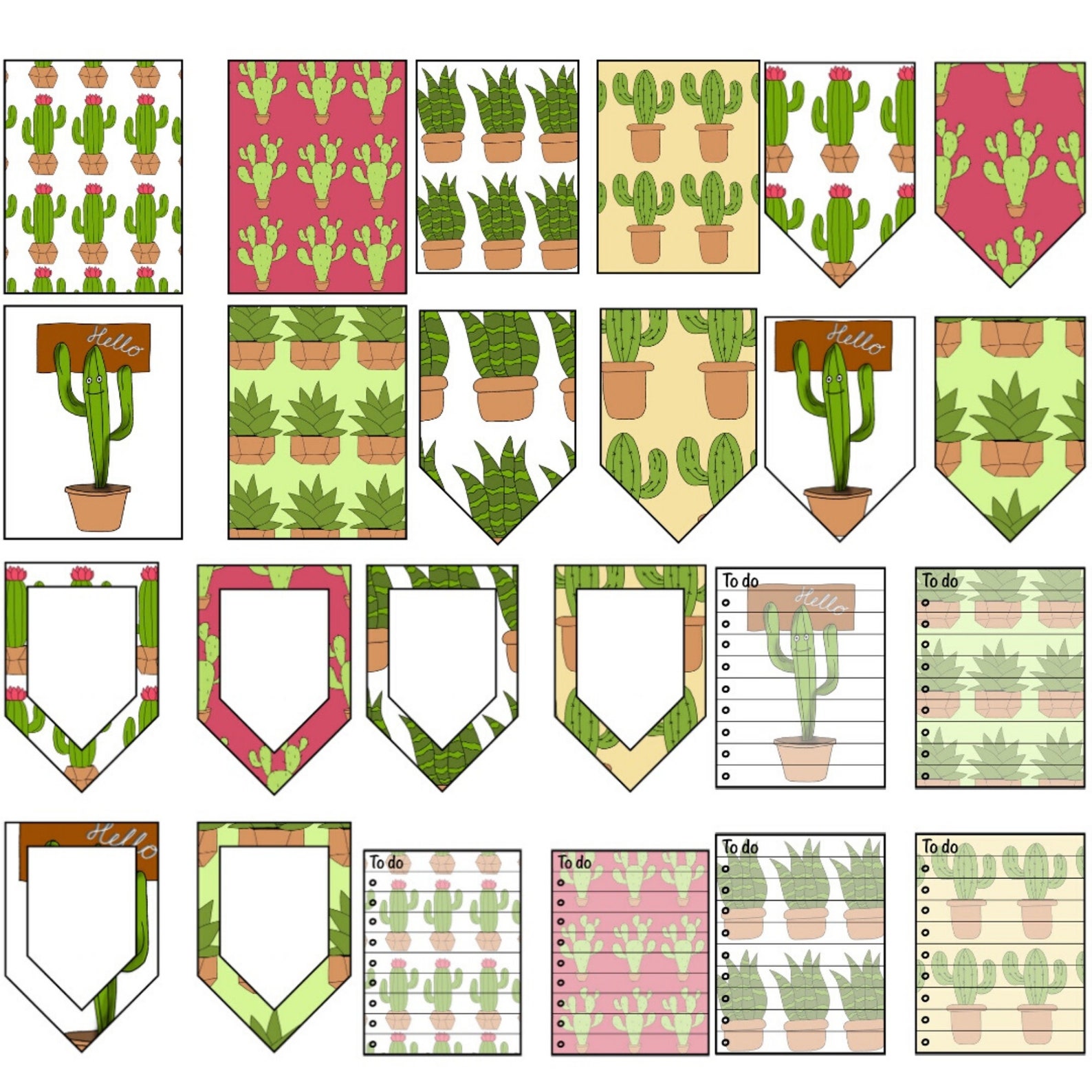 Cute Cactus Stickers Kit for Digital Planners + Pre-cropped Goodnotes ...