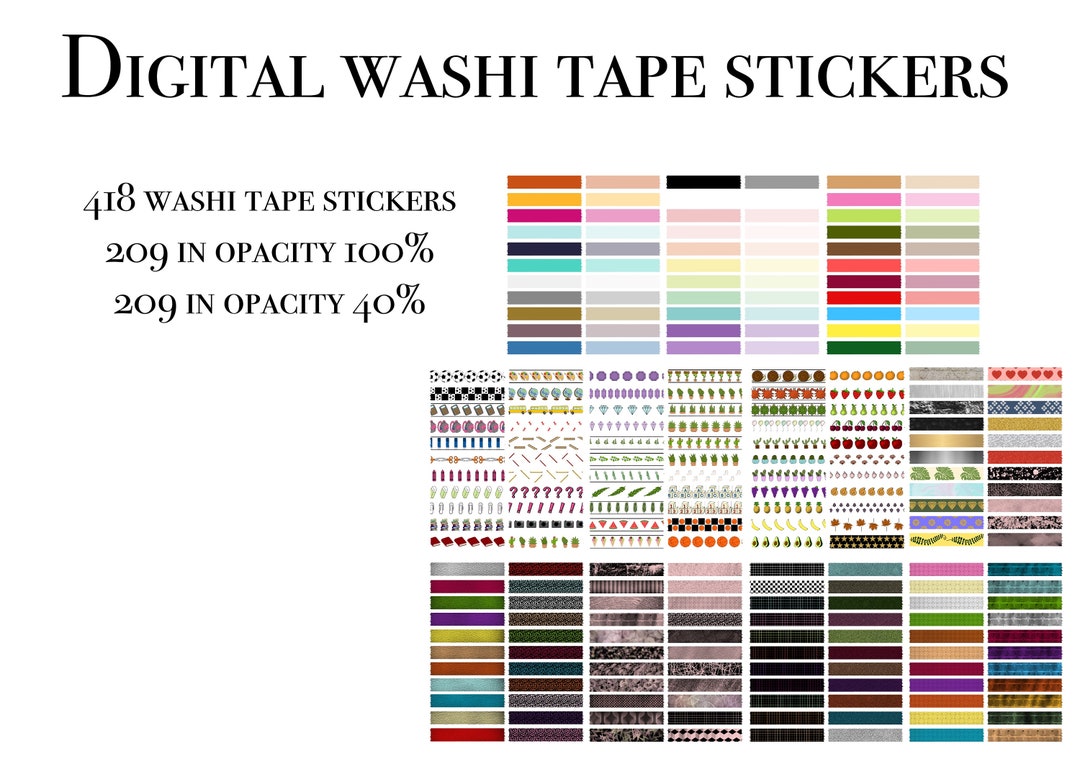 Digital Washi Tape Stickers Kit for Digital Planners + Pre-cropped ...