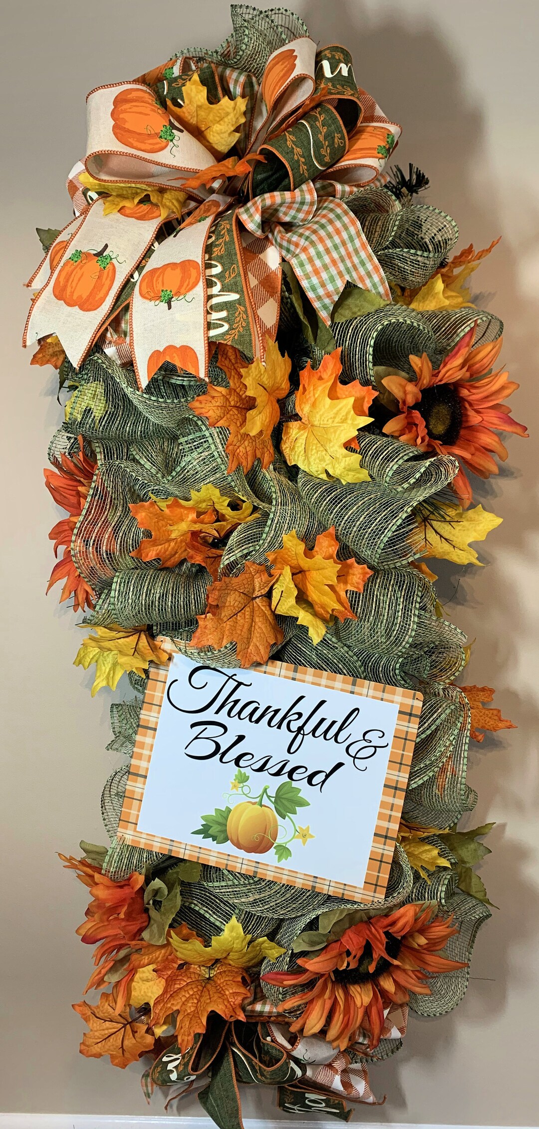 Thankful and Blessed Fall Swag for Front Door - Etsy