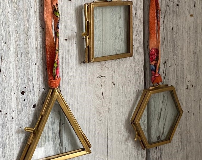 Trio of Beautiful Mini Antique Gold and Glass Hinged Frames. Christmas ...