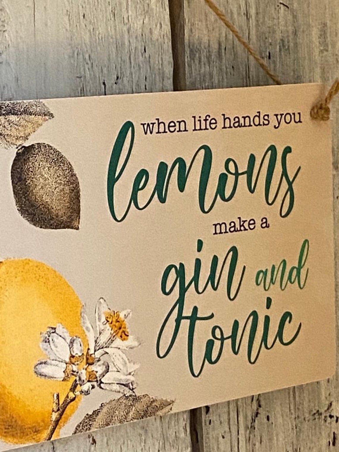 When Life Gives You Lemons 20x10cm Wooden Hanging Gin & Tonic - Etsy
