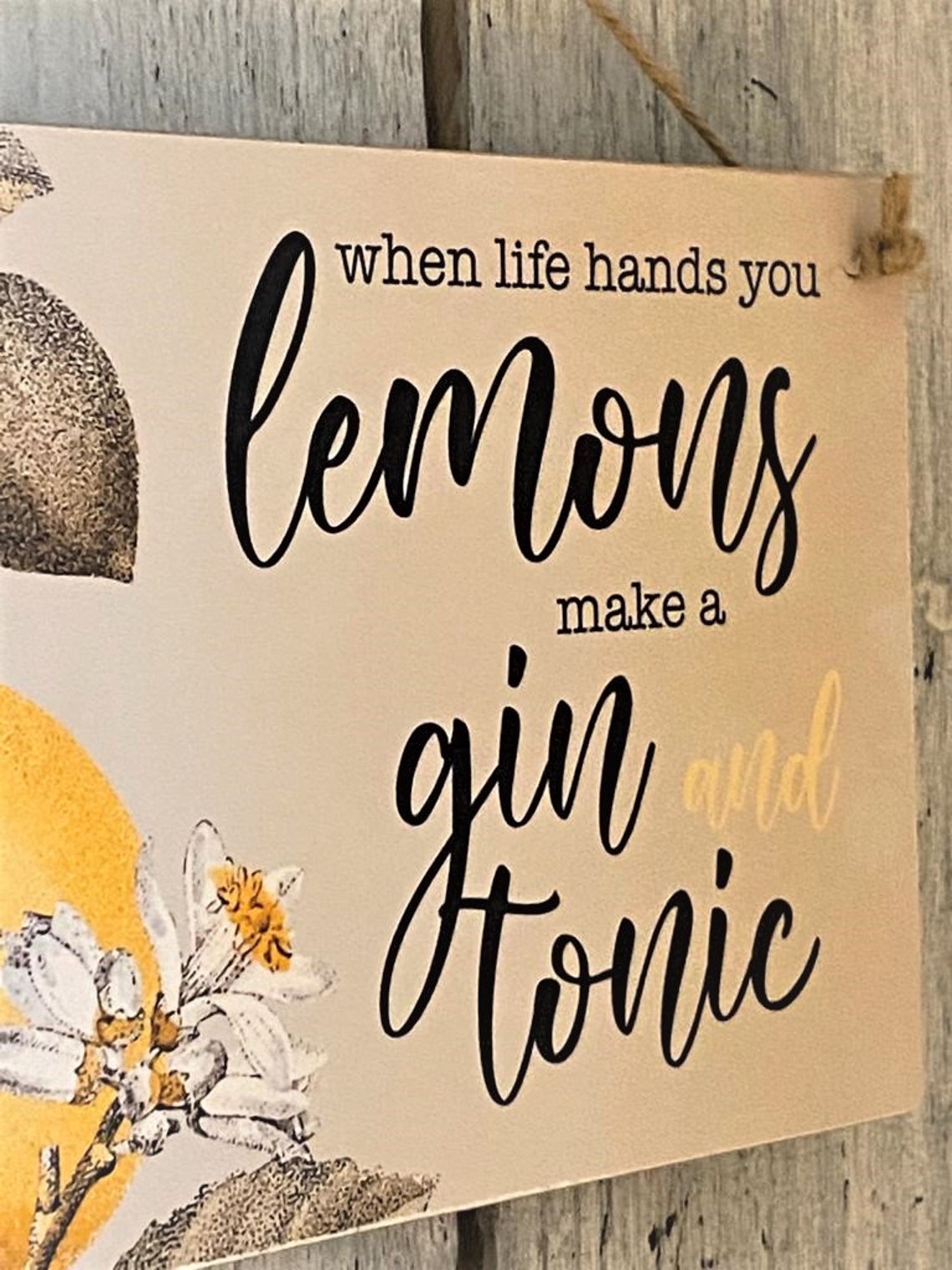 When Life Gives You Lemons 20x10cm Wooden Hanging Gin & Tonic - Etsy