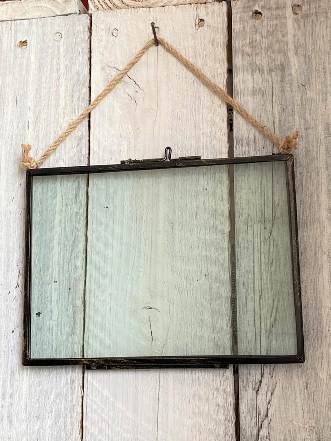 Vintage Hanging Glass Photo Frame: Rustic Gold Accent, 7x5 Inch - Etsy