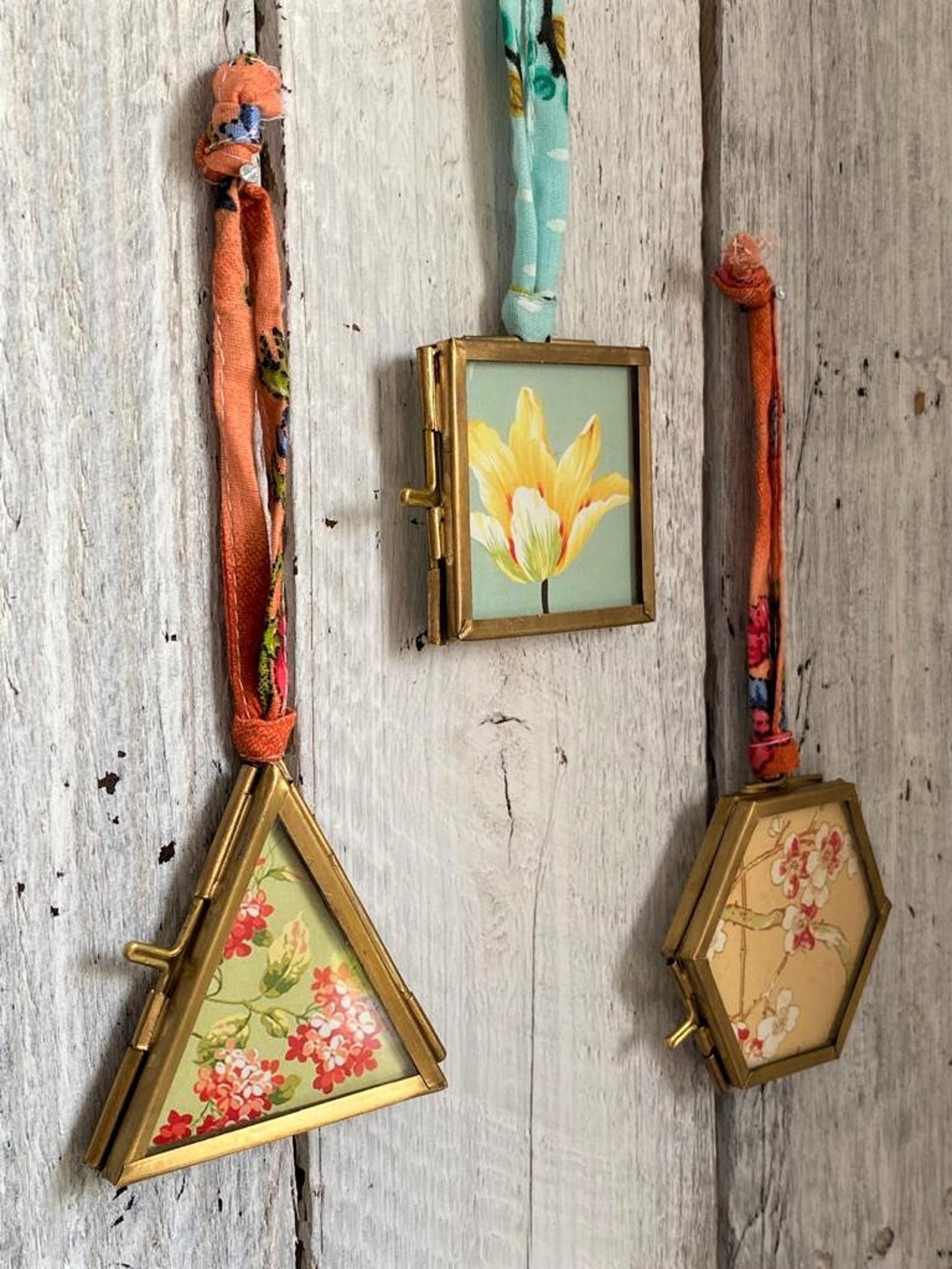 Trio of Beautiful Mini Antique Gold and Glass Hinged Frames. | Etsy