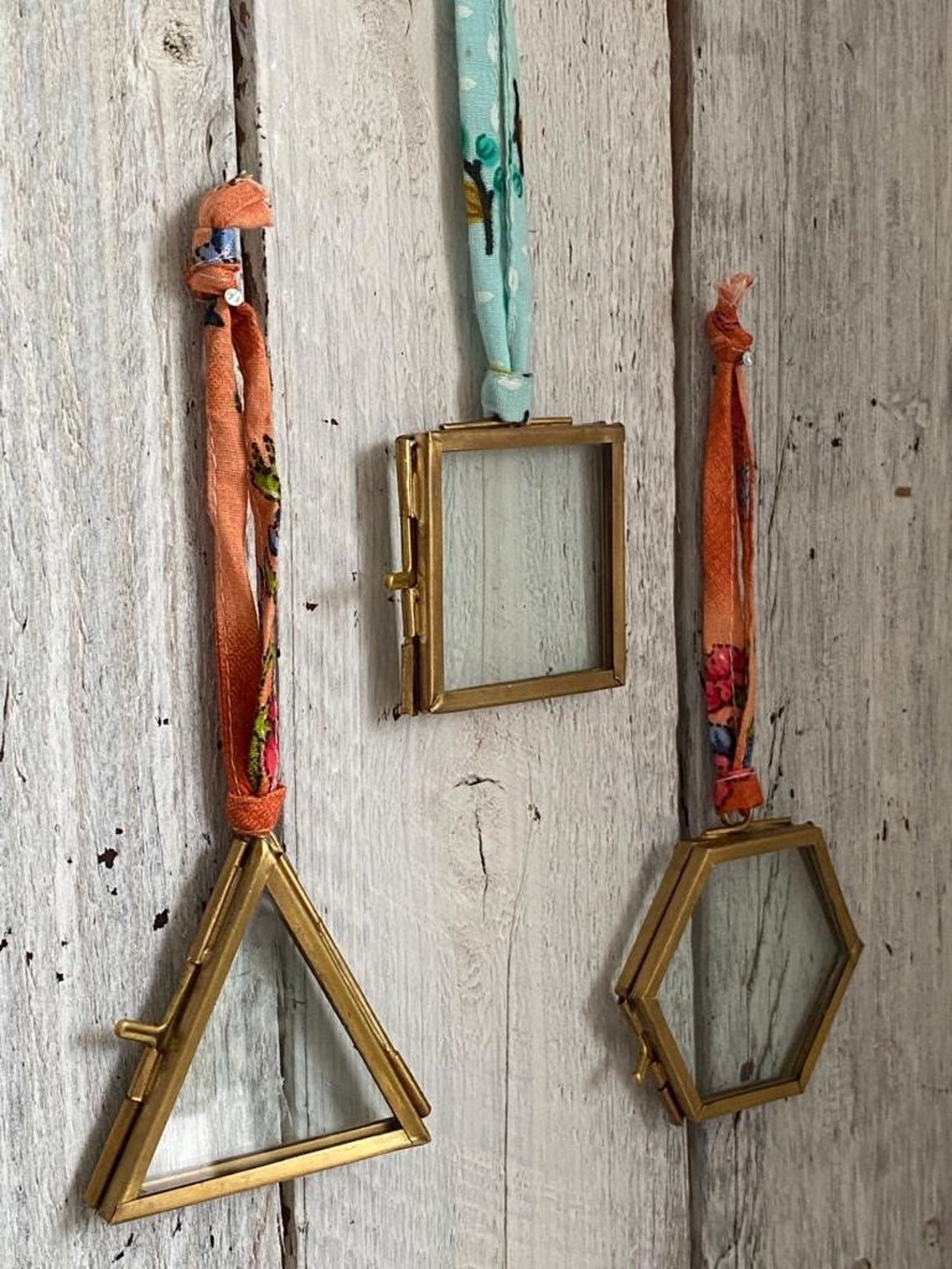 Trio of Beautiful Mini Antique Gold and Glass Hinged Frames. | Etsy