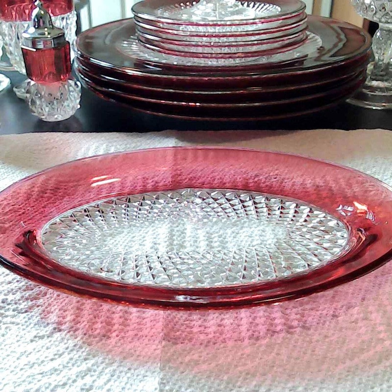 Ruby Glass Platter - Etsy