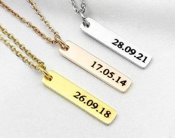 Initial Date Bar Necklace - Etsy