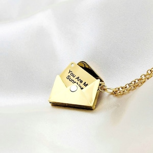Envelope Locket Necklace, Hidden Message, Secret Love Letter, Valentine ...