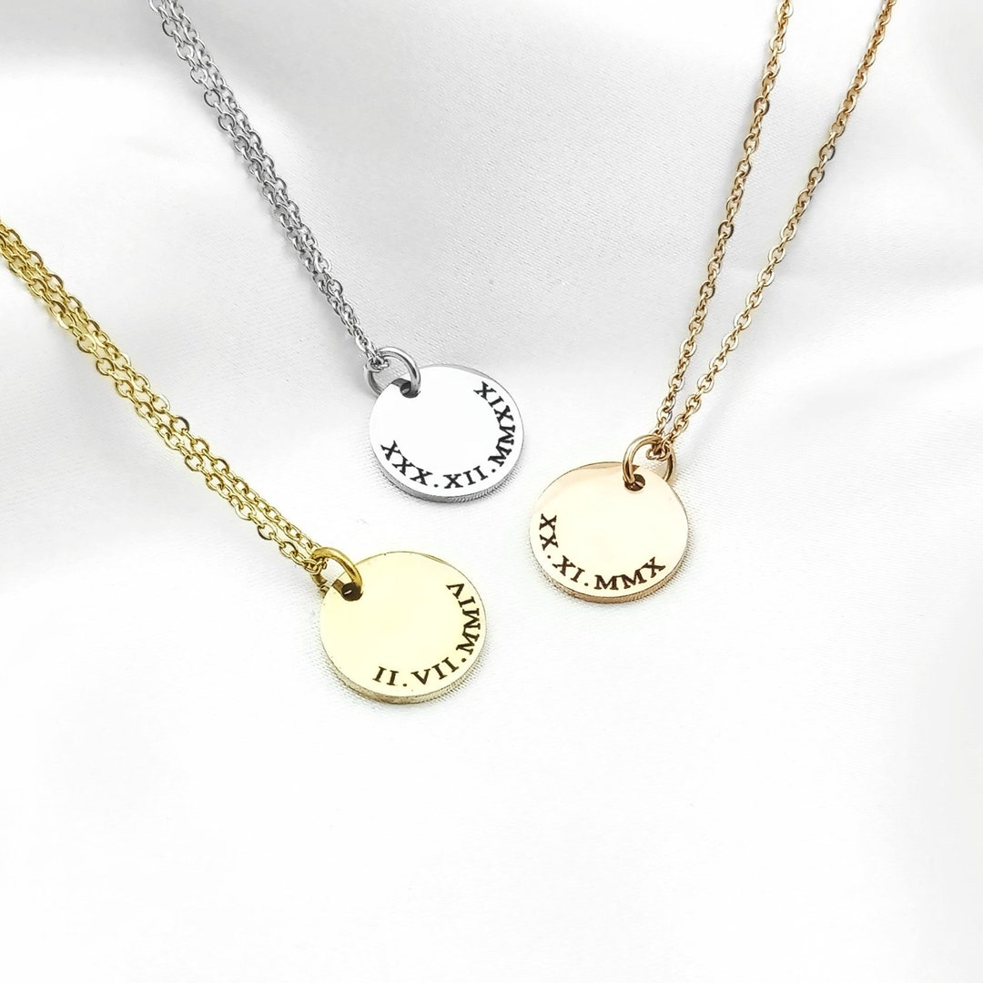 Roman Numerals Disc Necklace - Etsy