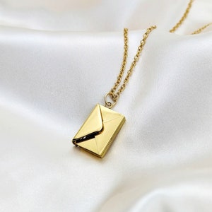 Envelope Locket Necklace, Hidden Message, Secret Love Letter, Valentine ...