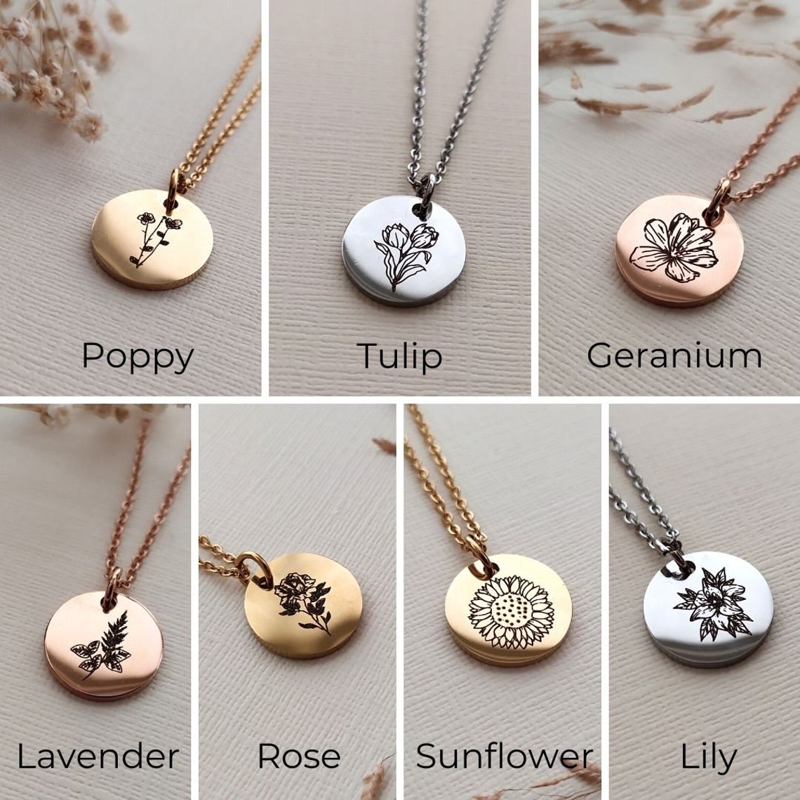 Poppy Disc Necklace | Etsy