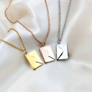 Envelope Locket Necklace, Hidden Message, Secret Love Letter, Valentine ...