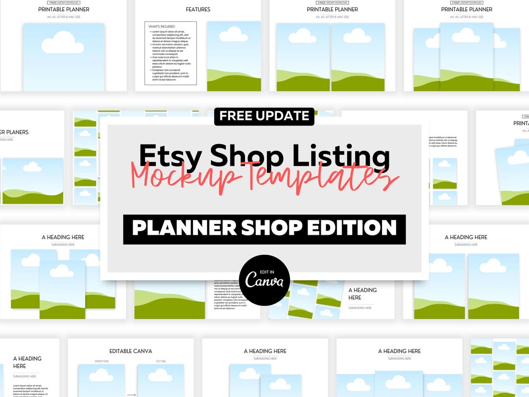 Etsy Products Listing Mockup Templates for Printable Planner, Tools for ...
