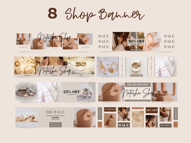 Etsy Shop Banner Kit, Templates for Aesthetic Etsy Shop, Jewelry ...