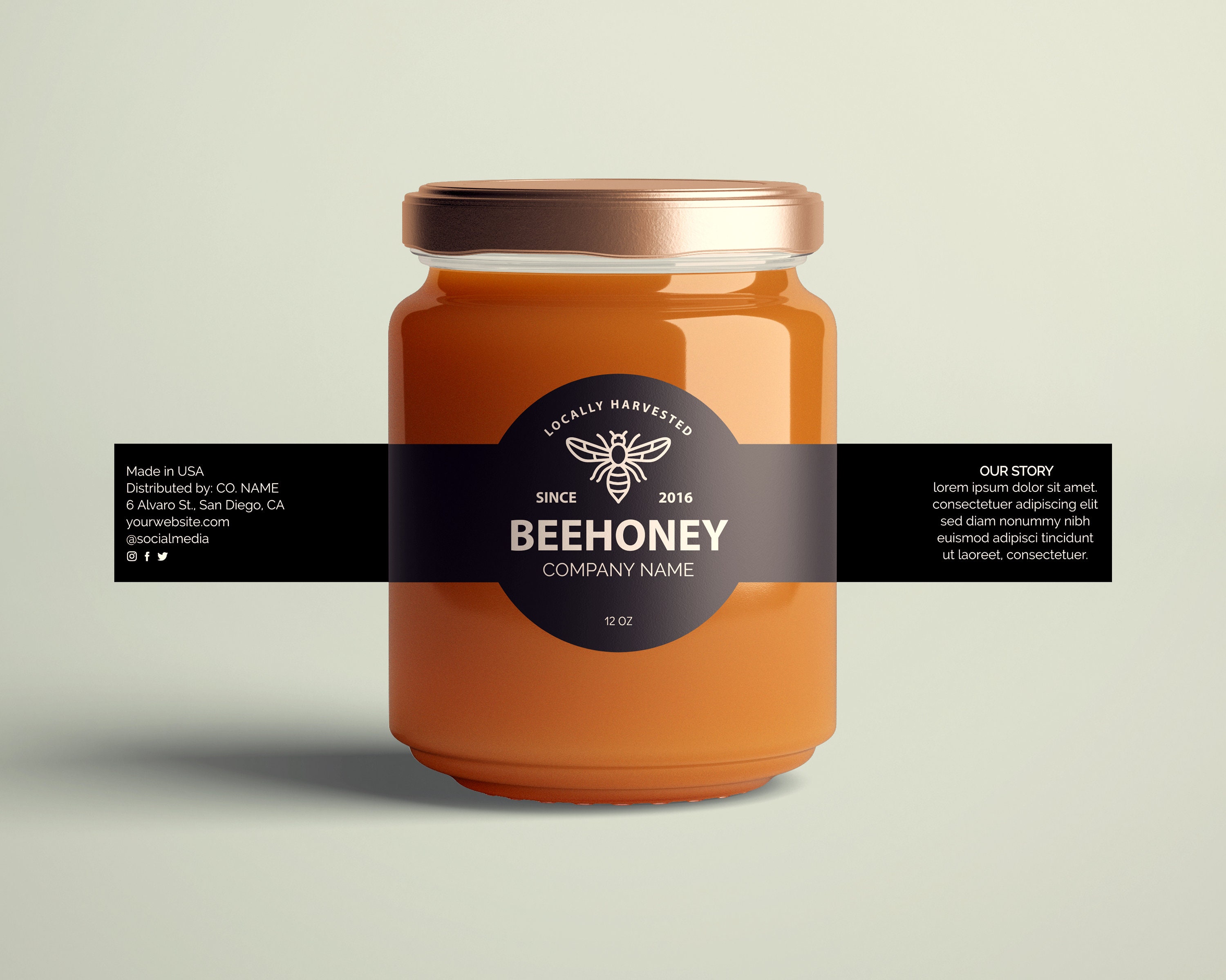 Honey Jar Label Template DIY Editable Custom Label Etsy UK