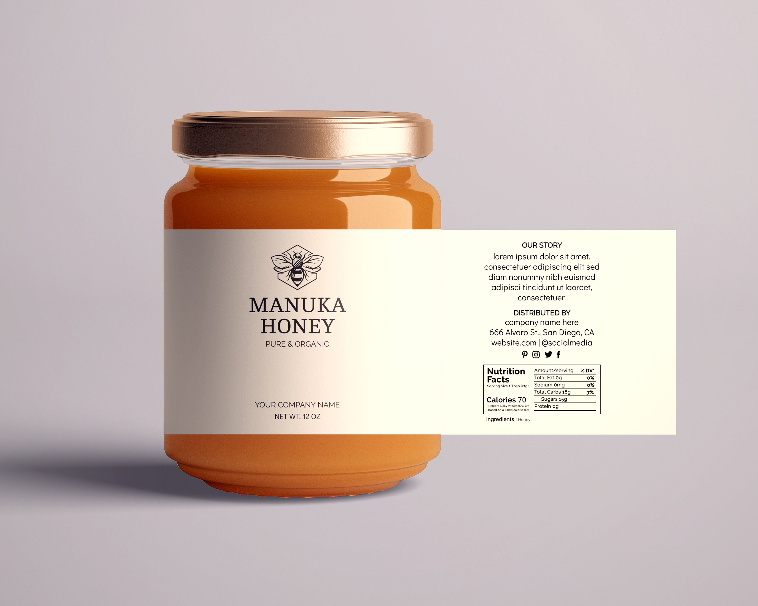 Honey Jar Label Template DIY Editable Printable Corjl Etsy