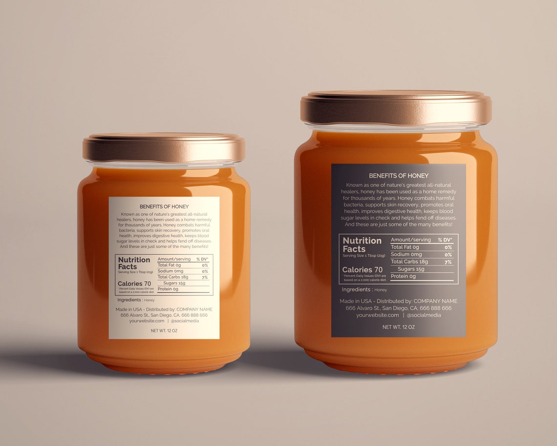 Honey Jar Label Template DIY Editable Custom Label - Etsy