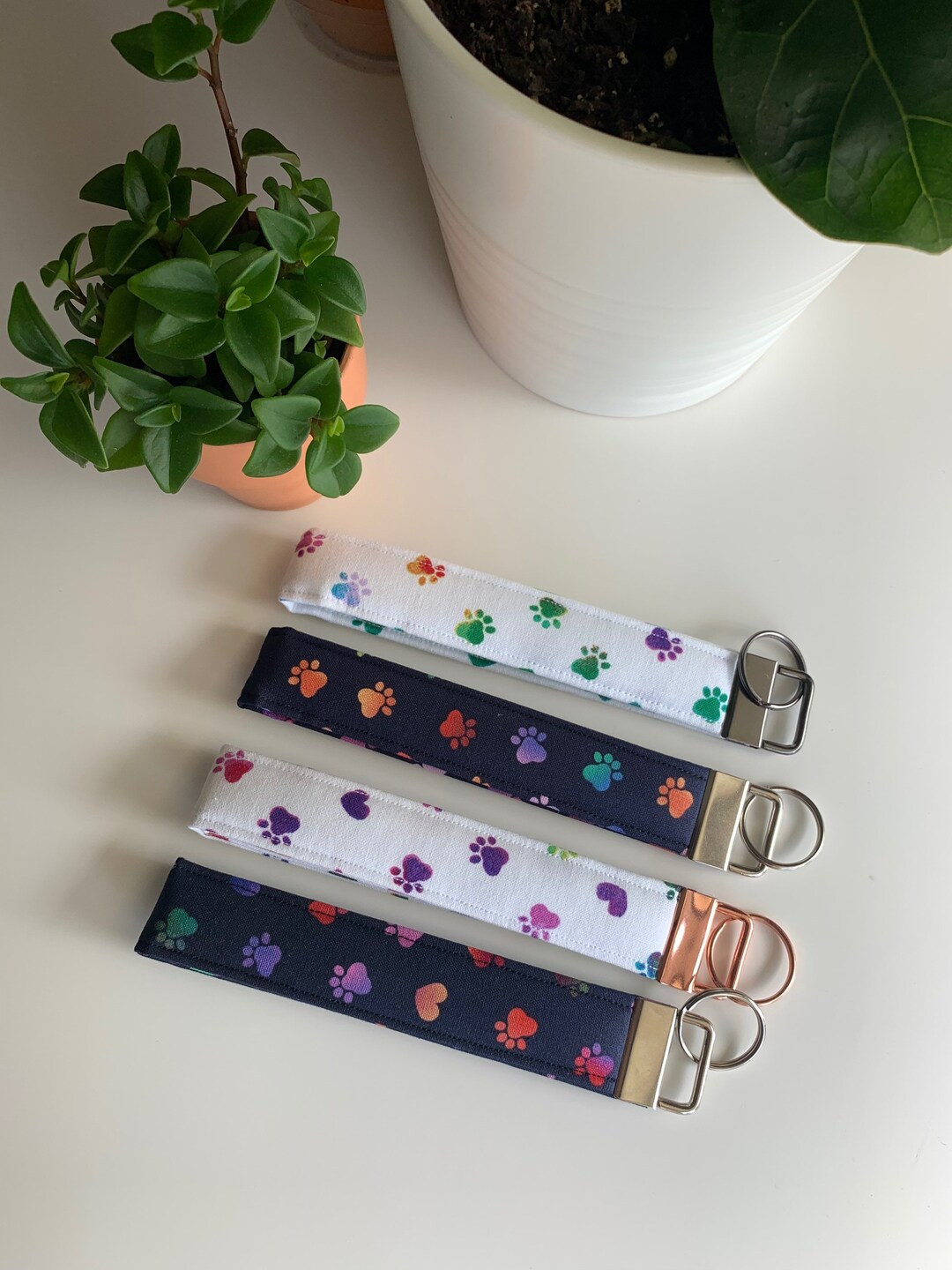 Paw Print Wristlet Key Fob - Paw Print Keychain - Wrist Lanyard - Cute ...