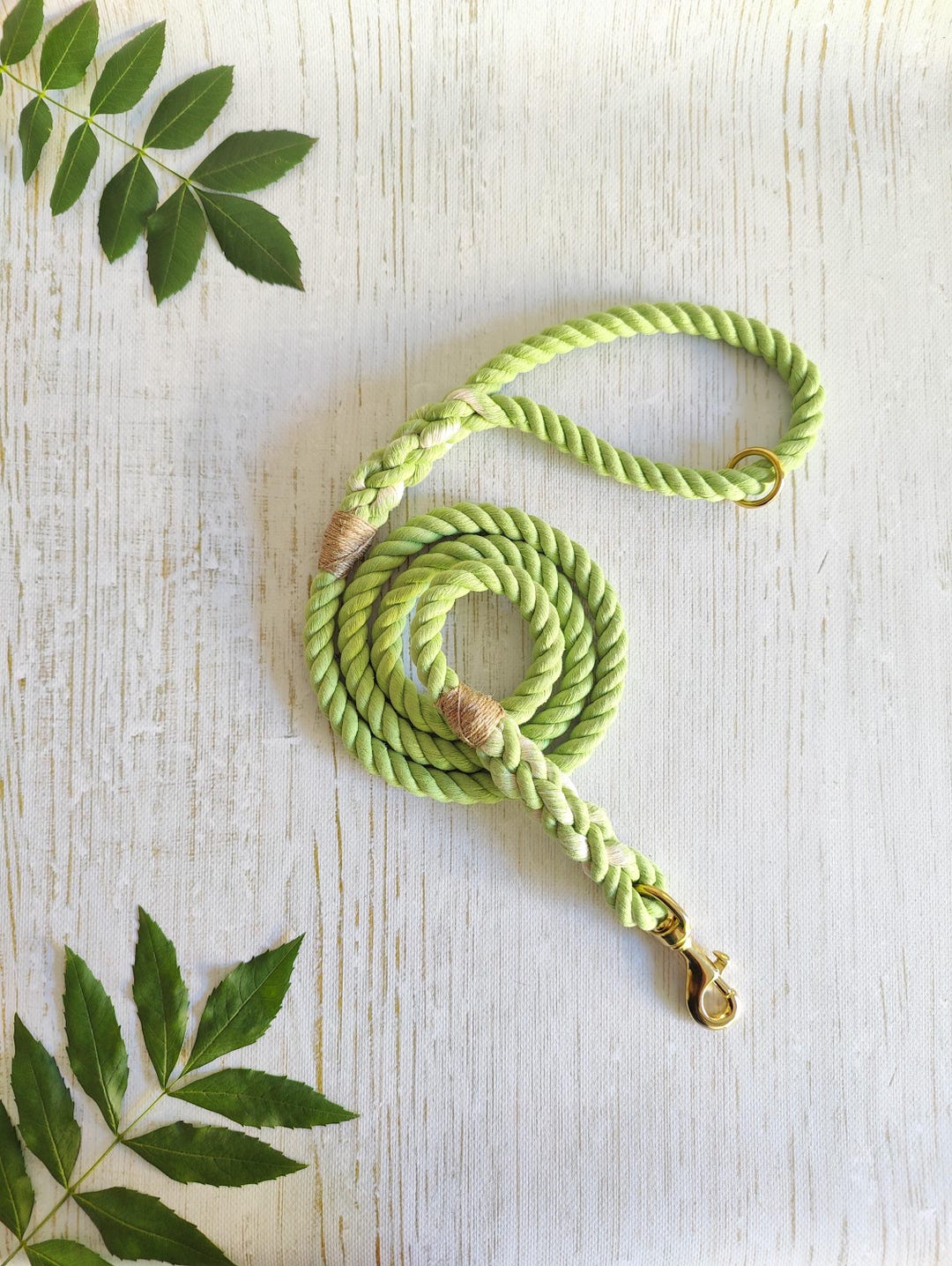 Apple Green Dog Lead // Handmade & Eco-friendly Natural Cotton Rope ...