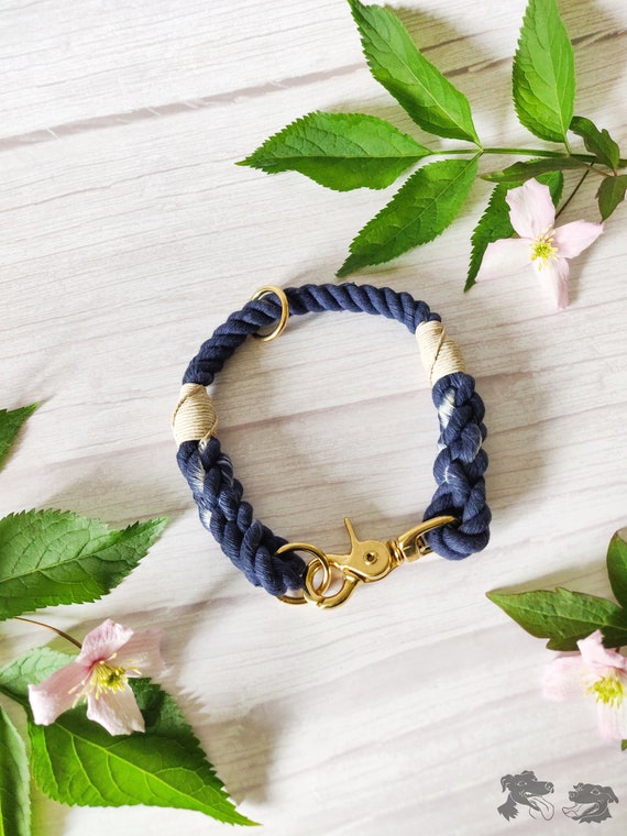 Midnight Blue // Handmade Eco-friendly Cotton Rope Dog Collar | Etsy
