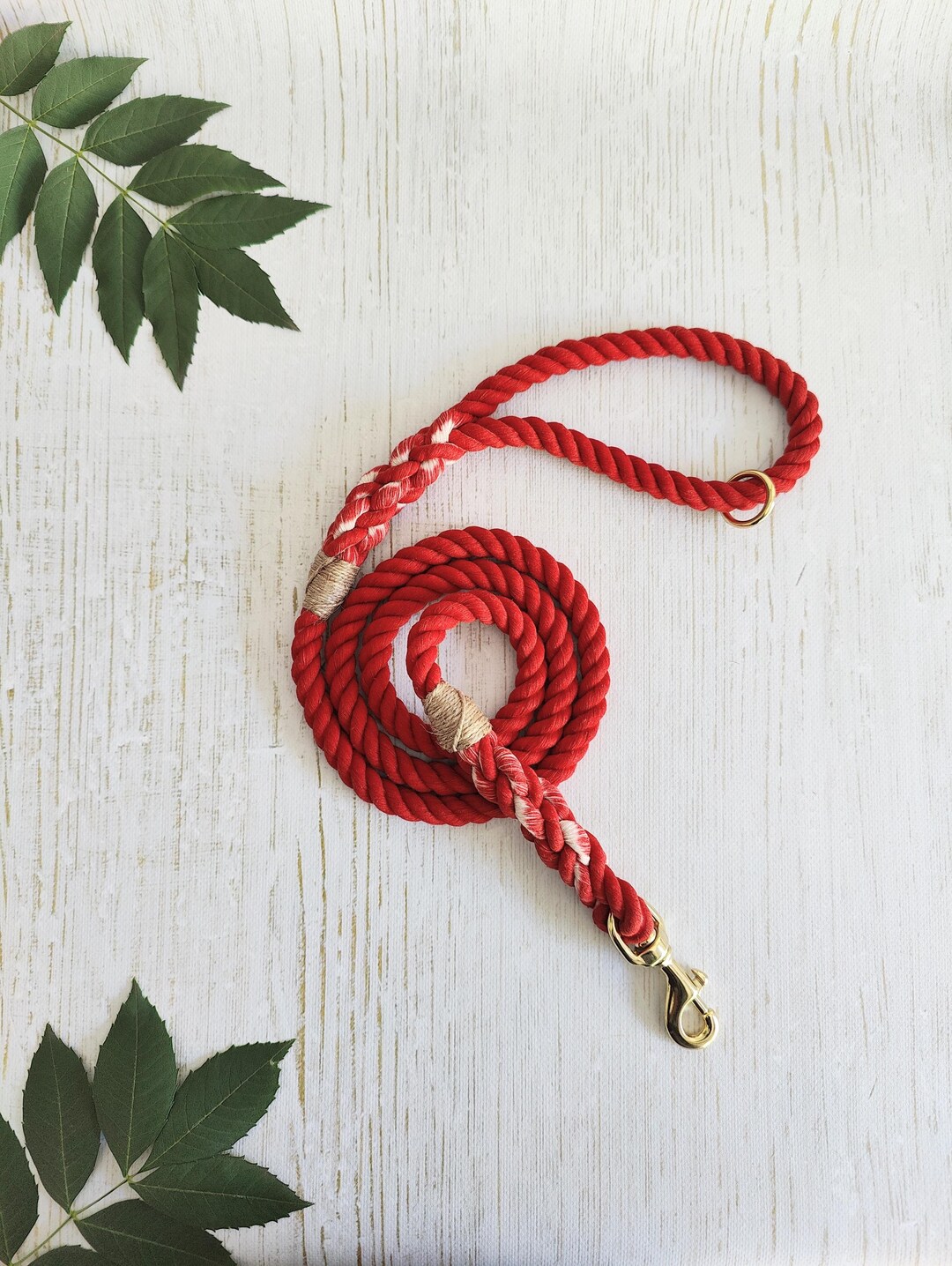 Red Dog Lead // Handmade & Eco-friendly Natural Cotton Rope Leash - Etsy