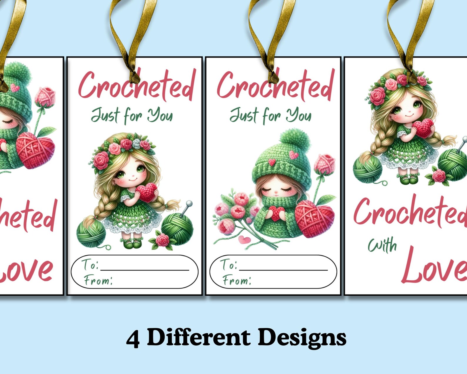 Printable Tags for Handmade Crocheted Gifts, Crocheted With Love Gift ...