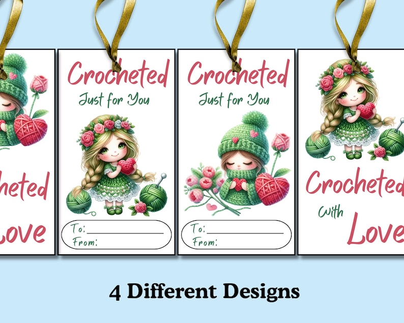 Printable Tags for Handmade Crocheted Gifts, Crocheted With Love Gift ...