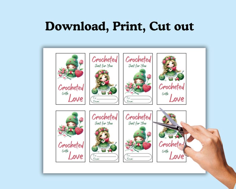 Printable Tags for Handmade Crocheted Gifts, Crocheted With Love Gift ...