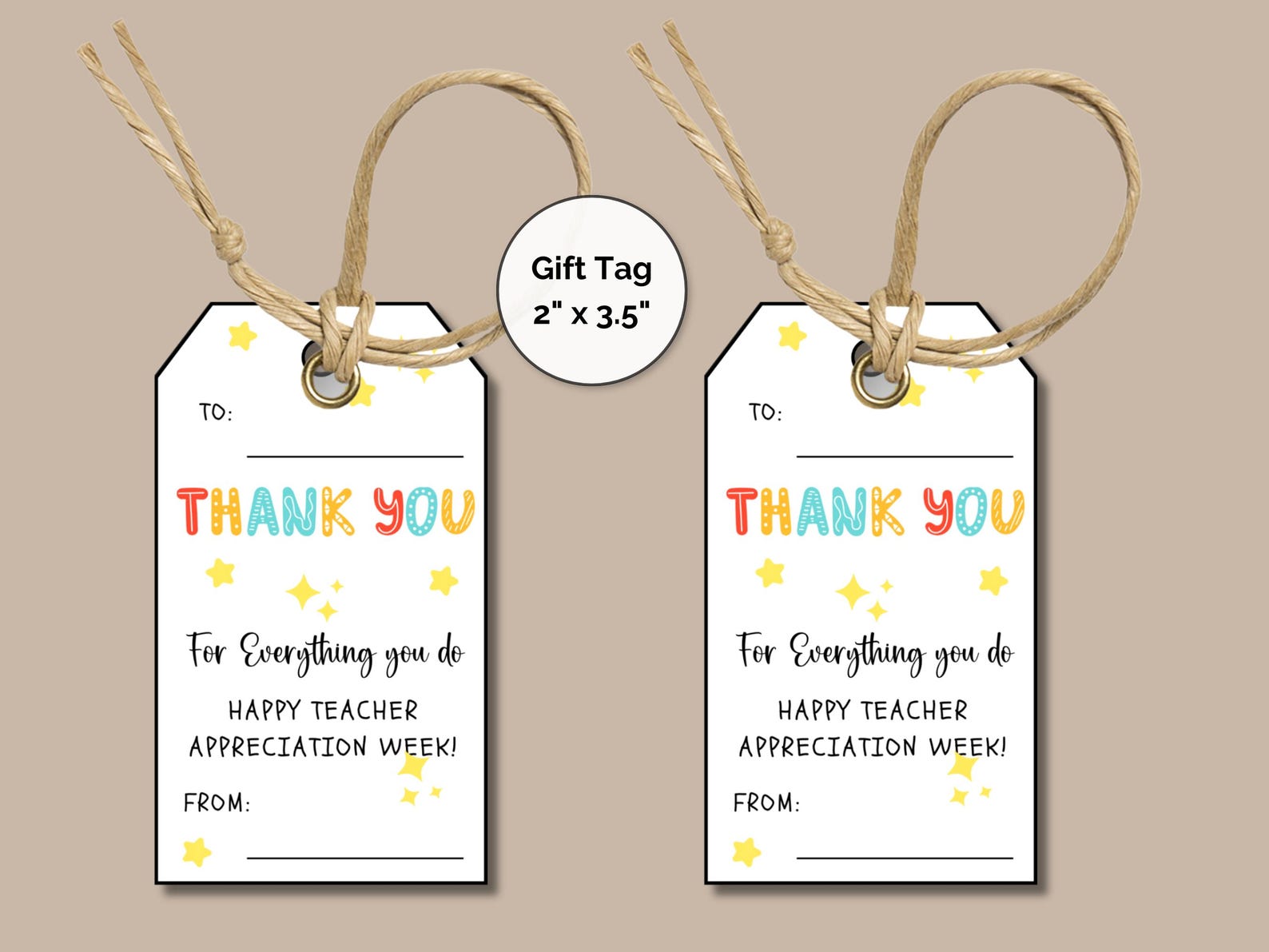 Teacher Thank You Tag, Teacher Appreciation, Printable Thank You Gift ...
