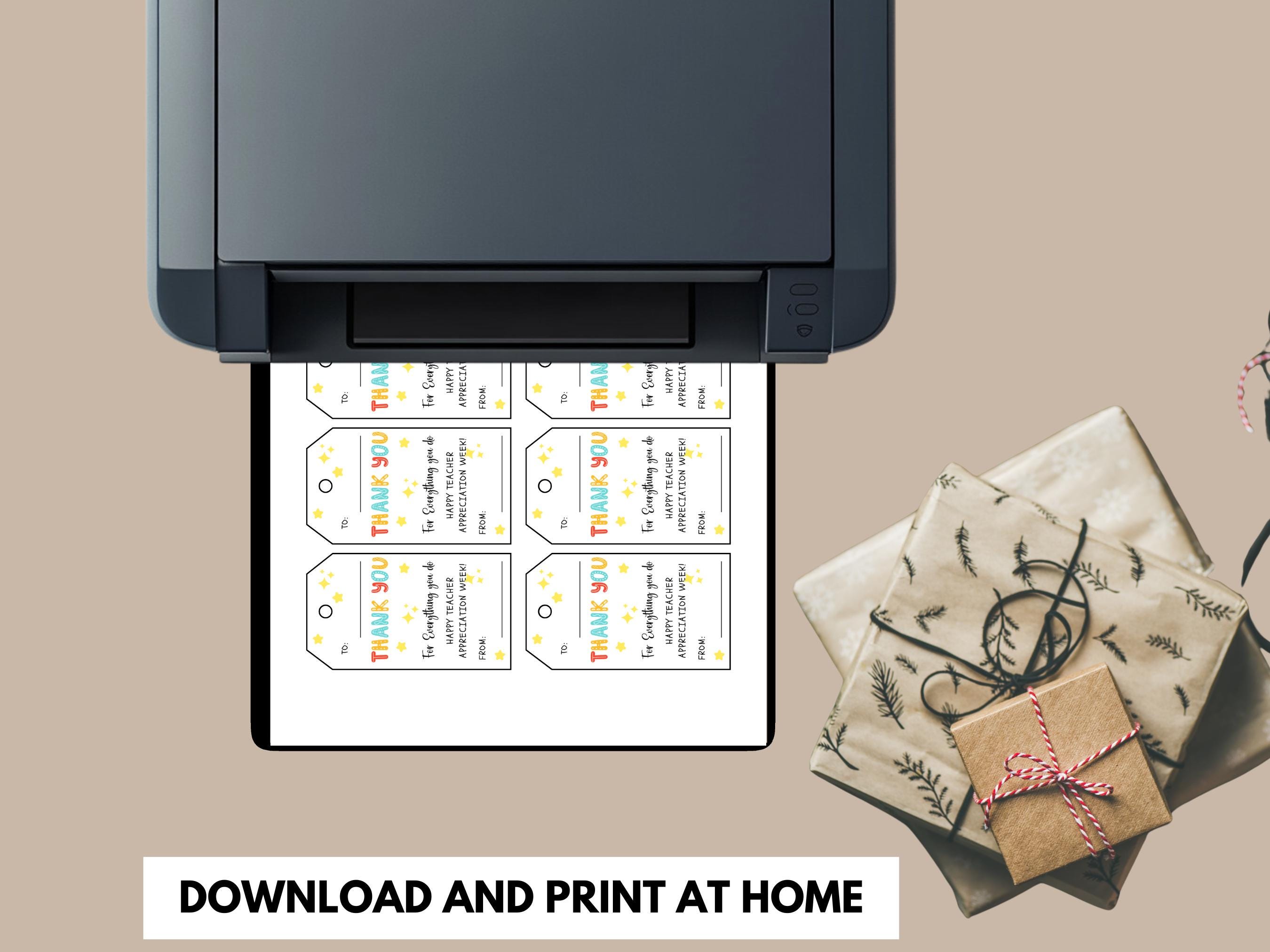 Teacher Thank You Tag, Teacher Appreciation, Printable Thank You Gift ...