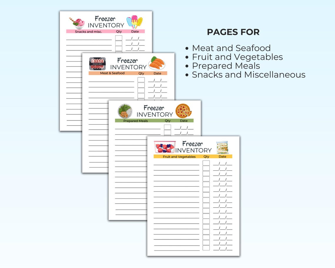Freezer Inventory, Printable Food Tracker, Freezer Organiser, Organise ...