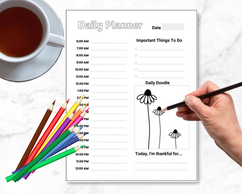 Printable Color and Doodle 2025 Planner, Monthly Weekly Daily Planner ...