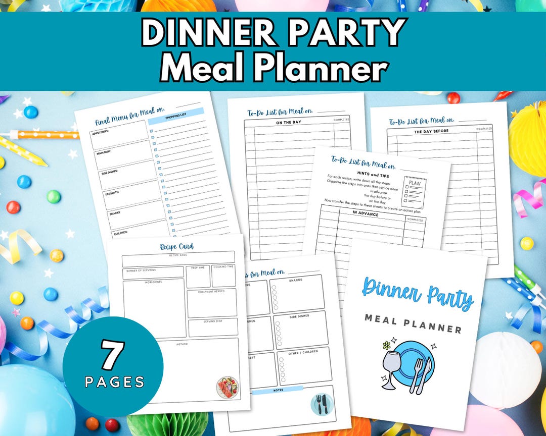 Dinner Party Meal Planner Printable, Dinner Party Organizer, Menu ...