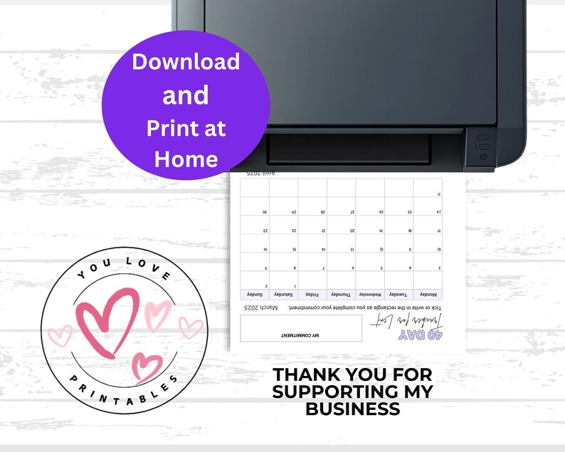 40 Day Lent Printable Tracker, Chart for 40 Day Lent Commitment ...