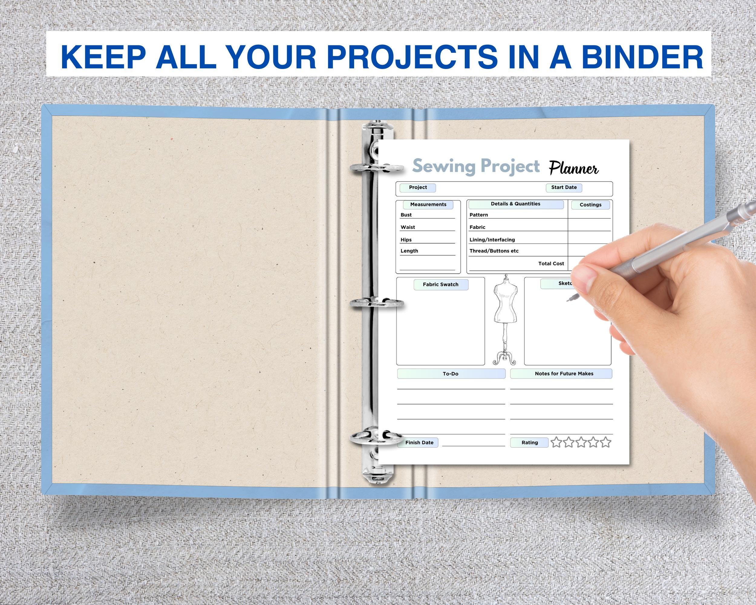 Printable Sewing Project Planner and Journal, One Page Sewing Project ...