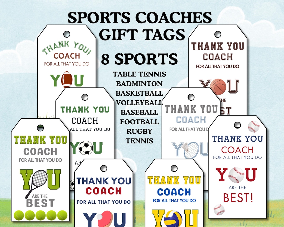 Printable Gift Tags for Sports Coaches. Thank You Coach Gift Tag Rugby ...