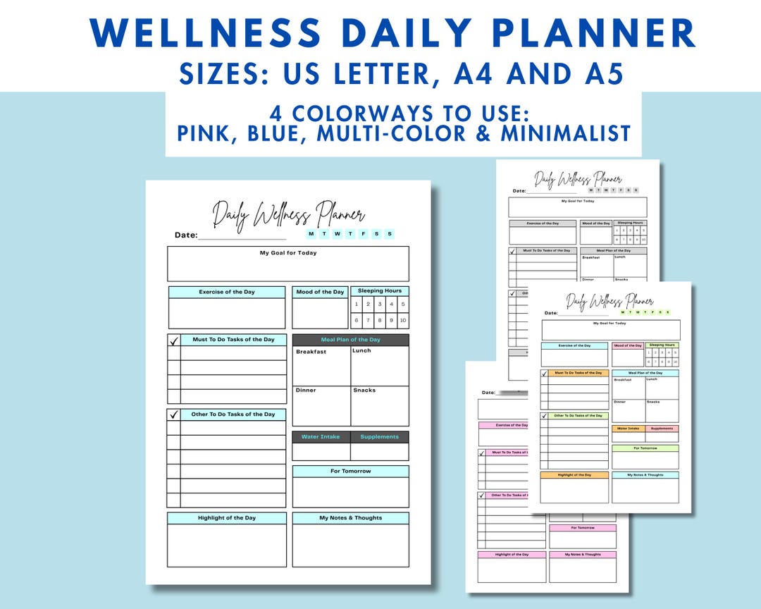 Wellness Daily Planner, Daily Self Care Checklist, Self Love Journal ...